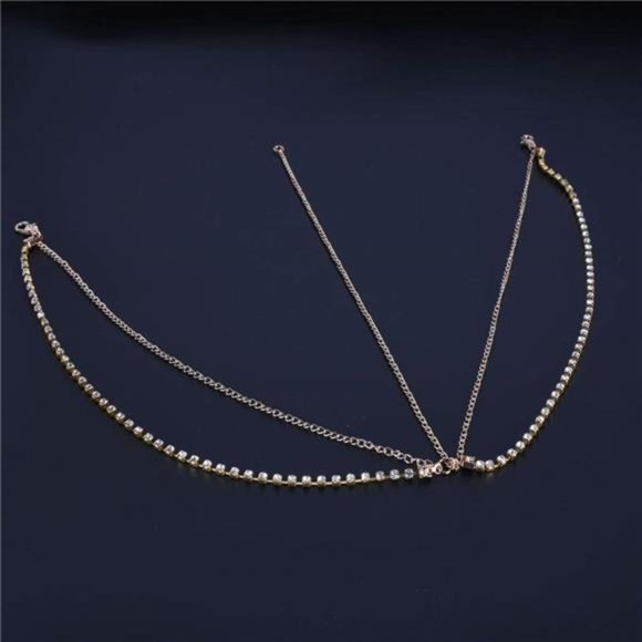 Other | Shegirl Boho Layered Head Chains Gold Rhinestone Headpiece ...